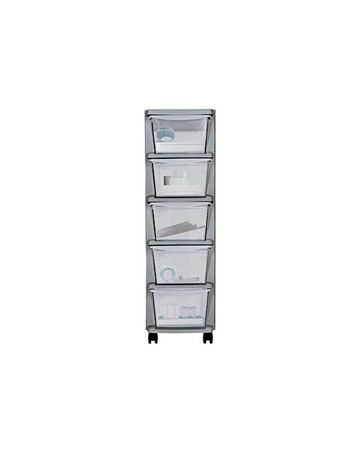 5 Drawer Plastic Slim Tower Storage Unit Fifty Plus
