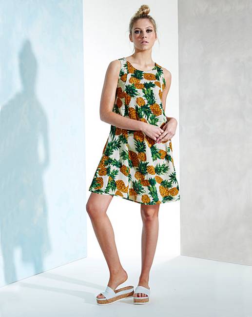 Ivory Fruit Print Sleeveless Swing Dress | Fashion World