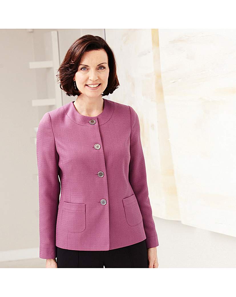 Round Neck Jacket With Contrast Buttons | Bluepad